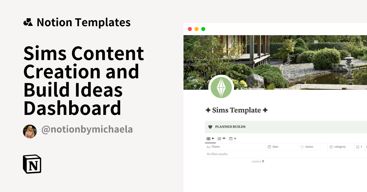 Sims Content Creation and Build Ideas Dashboard Template by ...