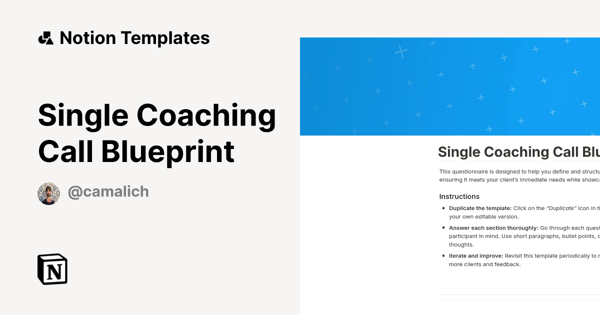 Single Coaching Call Blueprint Template by Sergio Camalich Morales ...