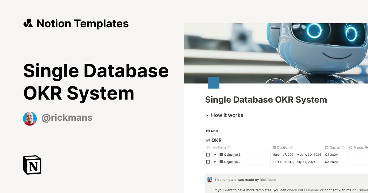 Single Database OKR System Template | Notion Marketplace