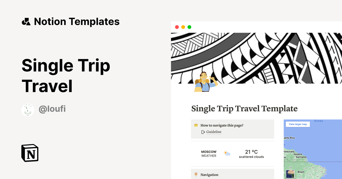 Single Trip Travel Template by Loufi | Notion Marketplace