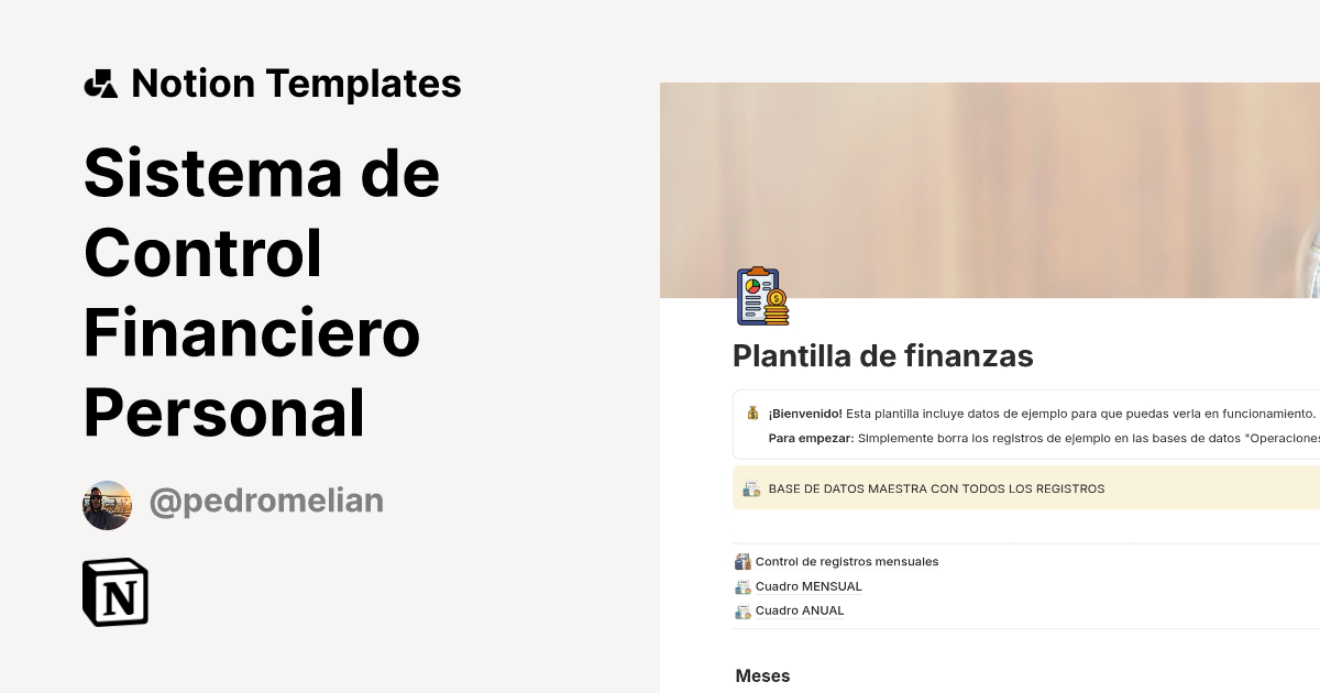 Sistema de Control Financiero Personal Template by Pedro Melián ...