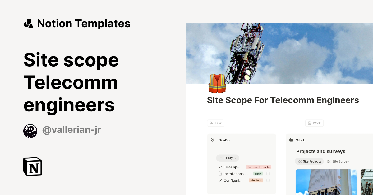 Site scope Telecomm engineers Template | Notion Marketplace