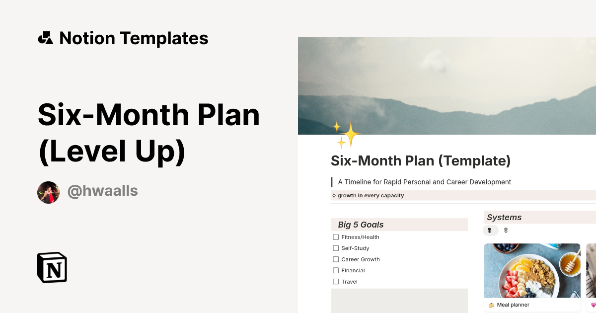 Six-Month Plan (Level Up) Template | Notion Marketplace