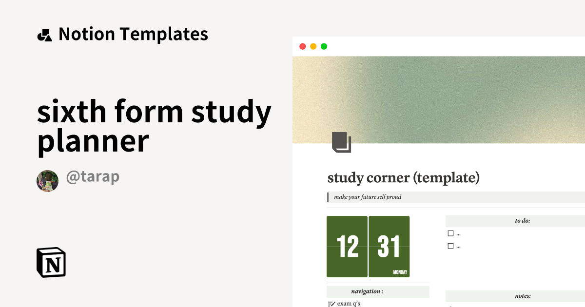 sixth form study planner Template | Notion Marketplace
