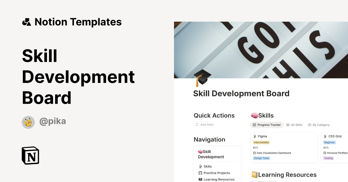 Skill Development Board Template by Pika | Notion Marketplace