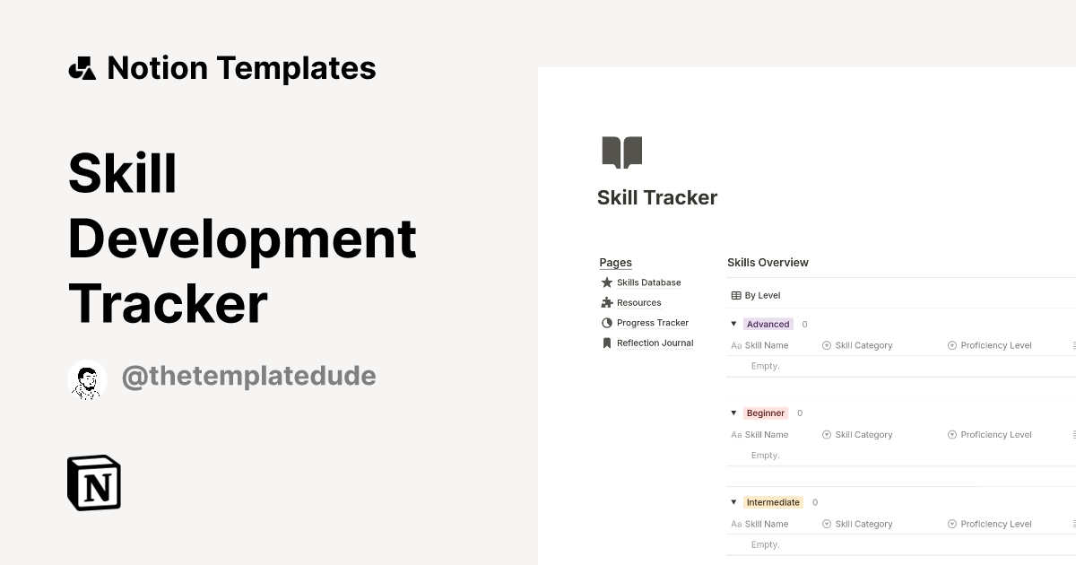 Skill Development Tracker Template by That Template Dude | Notion ...
