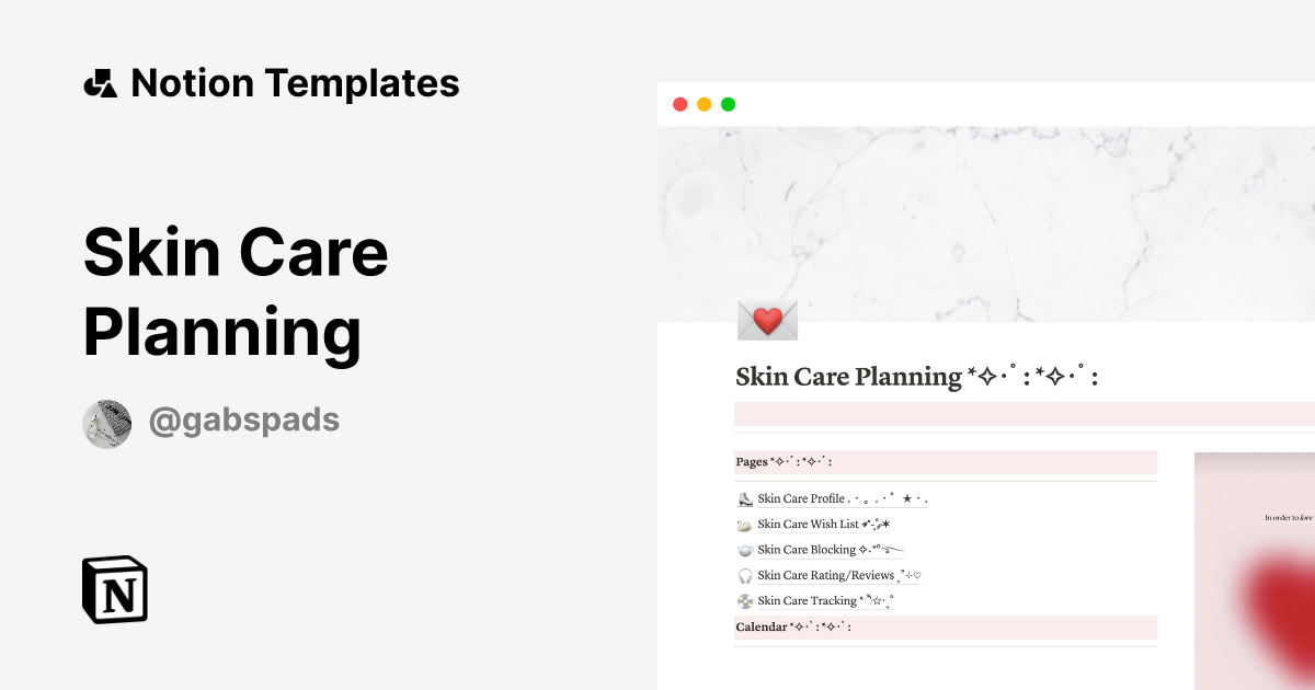 Skin Care Planning Template | Notion Marketplace