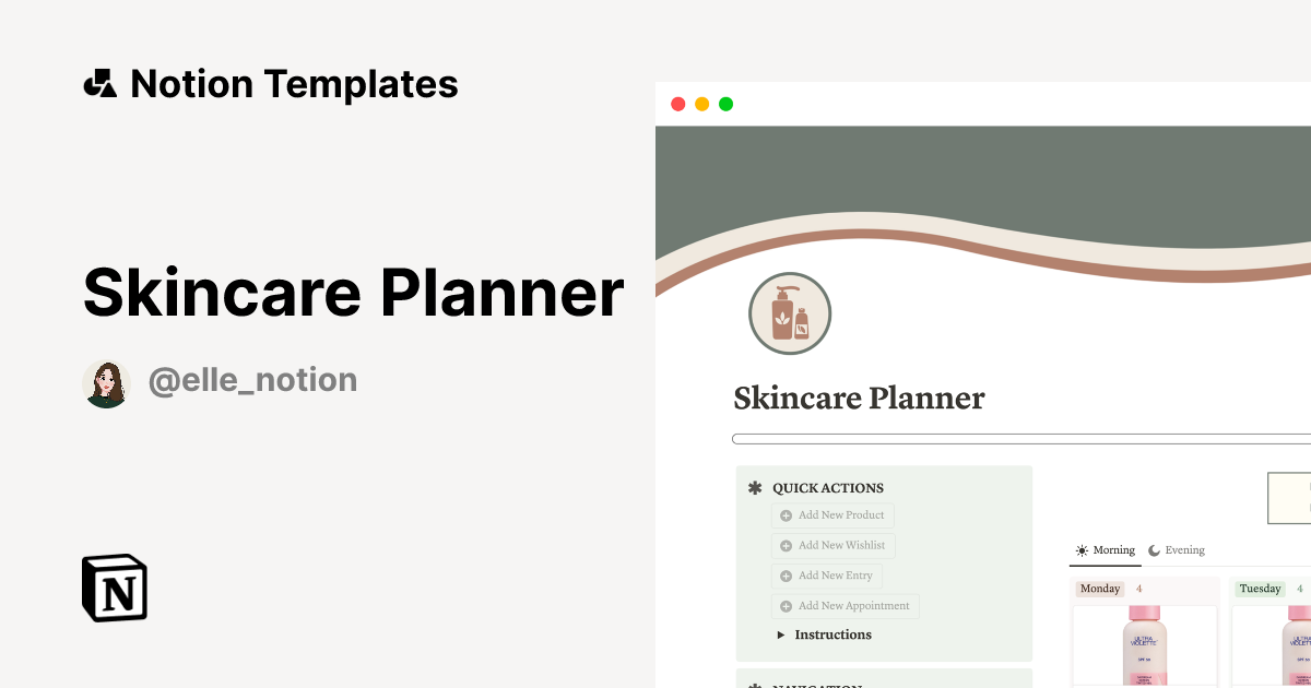 Skincare Planner Template | Notion Marketplace