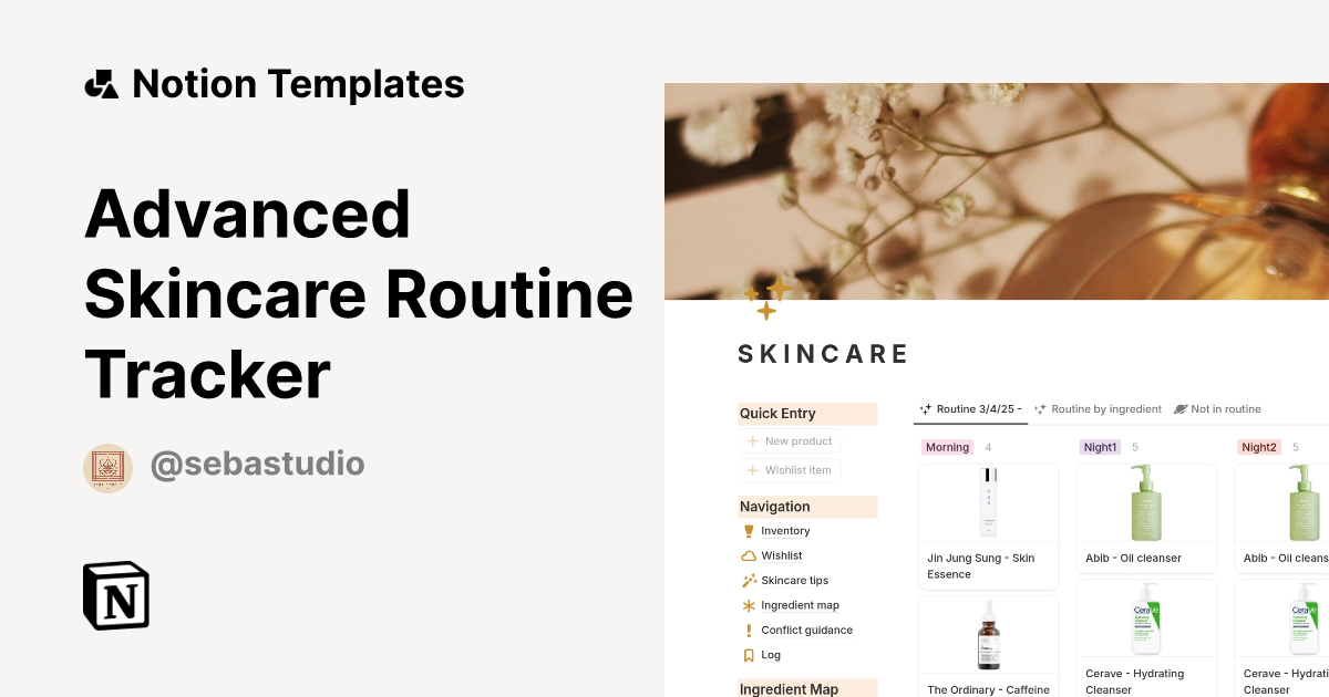 Advanced Skincare Routine Tracker Template by Seba Studio | Notion ...