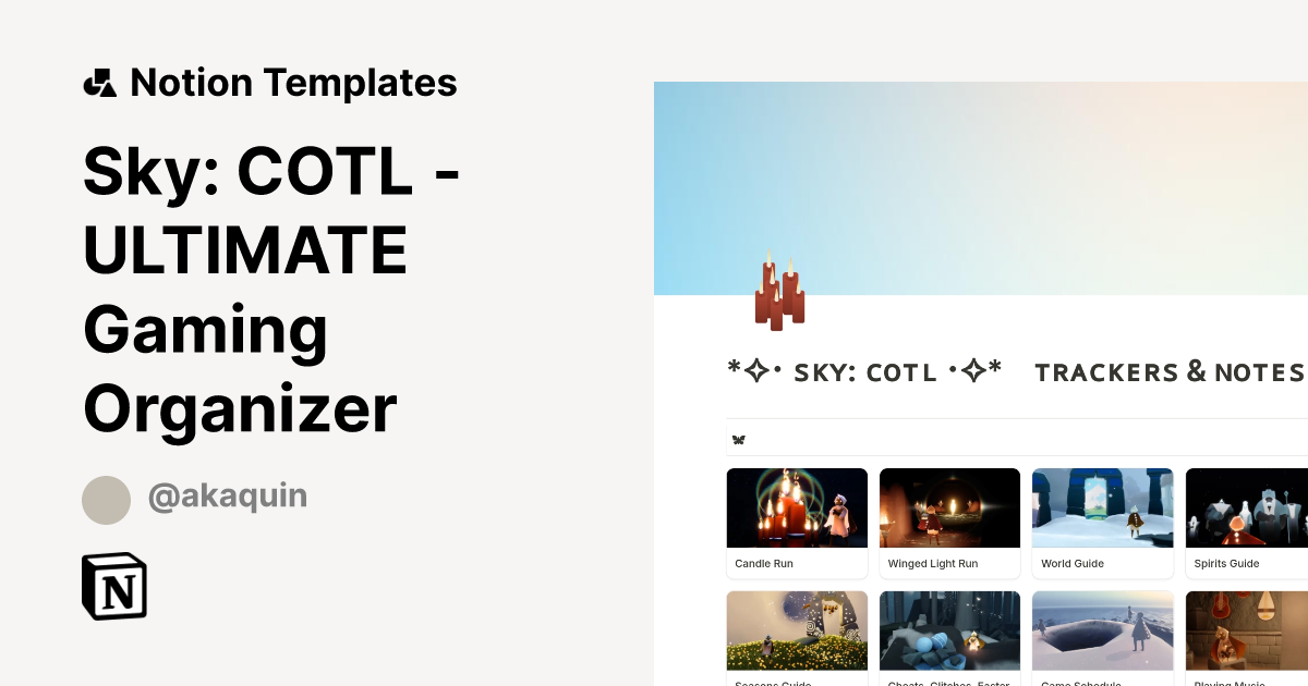 Sky: COTL - ULTIMATE Gaming Organizer Template by AKAQUIN | Notion ...