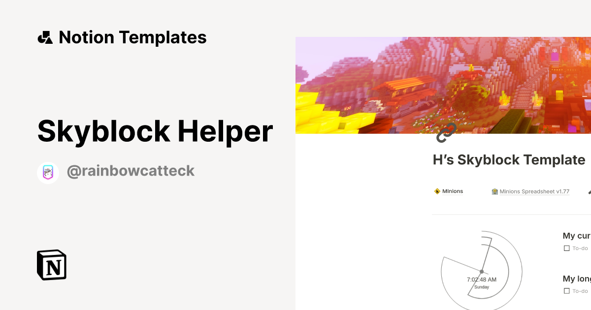 Skyblock Helper Template by RainbowCatTeck | Notion Marketplace
