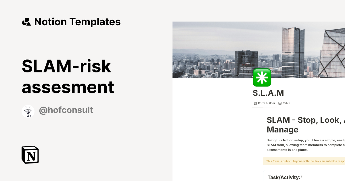 SLAM-risk assesment Template by House of Fillis | Notion Marketplace