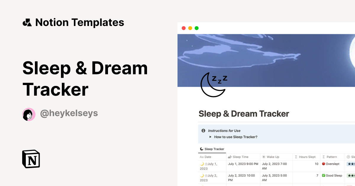 Sleep & Dream Tracker Template | Notion Marketplace