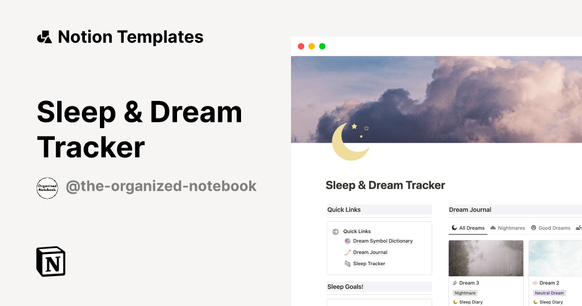 Sleep & Dream Tracker Template by The Organized Notebook | Notion Marketplace