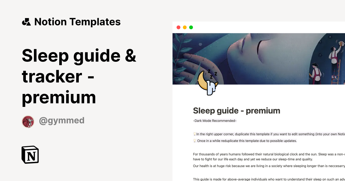 Sleep guide & tracker - premium Template | Notion Marketplace