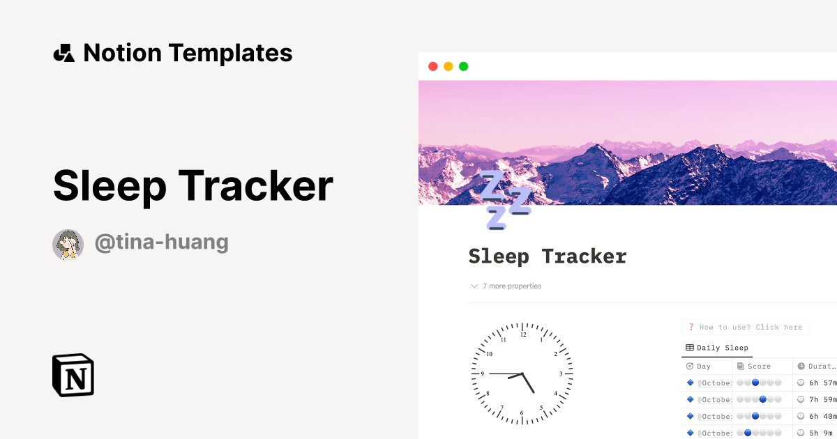 Sleep Tracker Template by HTTISHER · 阿汪同学 | Notion Marketplace