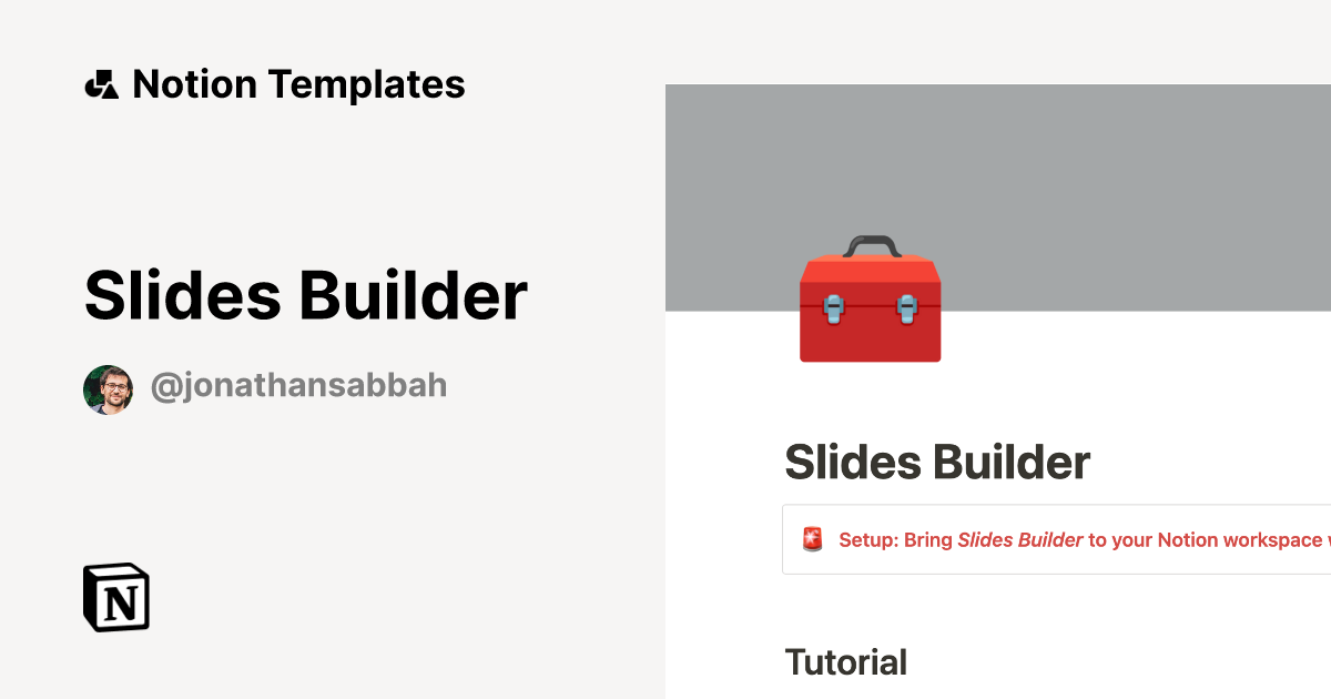 Slides Builder Template by Jonathan Sabbah | Notion Marketplace