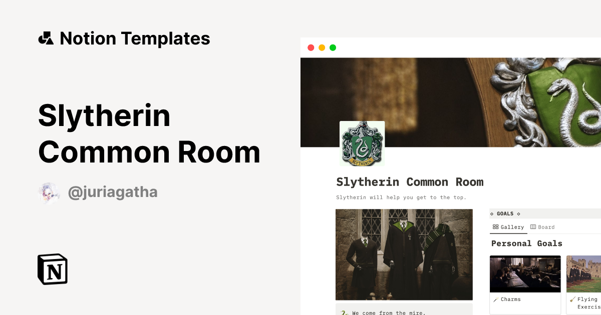 Slytherin Common Room Template | Notion Marketplace
