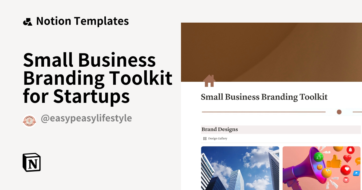 Small Business Branding Toolkit for Startups Template | Notion Marketplace