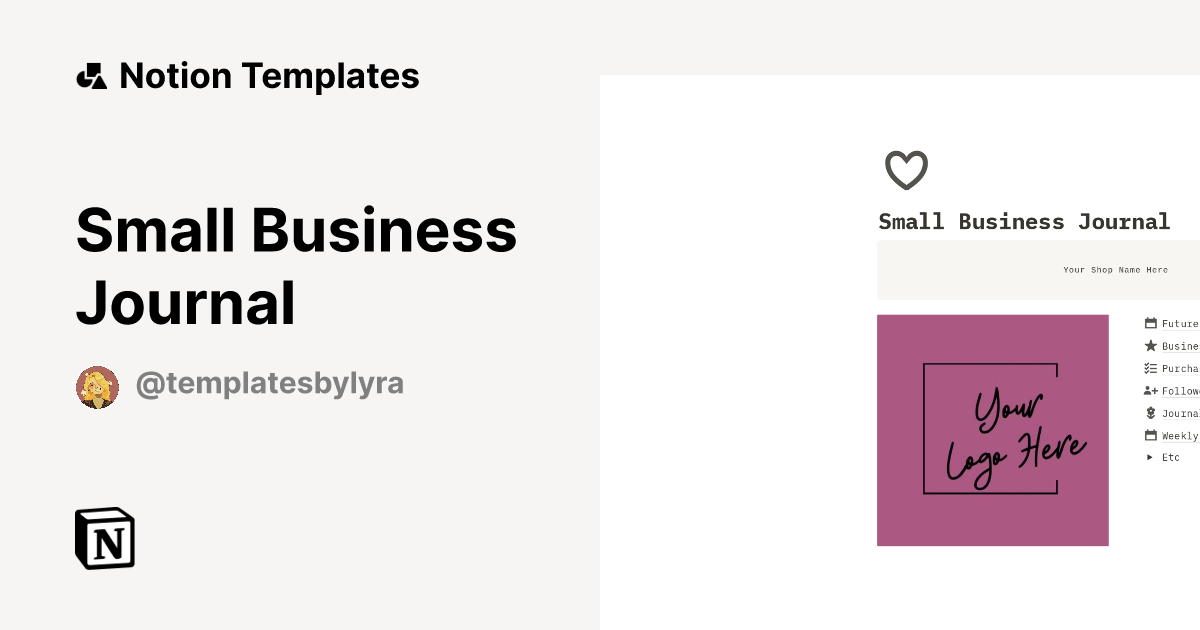 Small Business Journal Template | Notion Marketplace