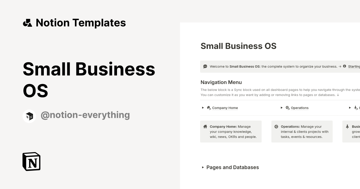 Small Business OS Template by Notion Everything | Notion Marketplace