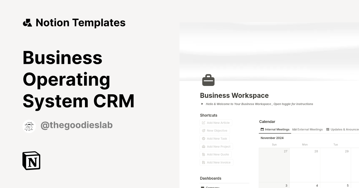 Business Operating System CRM Template by The Goodies Lab | Notion ...