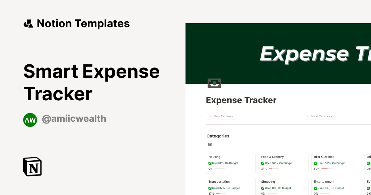 Smart Expense Tracker Template | Notion Marketplace