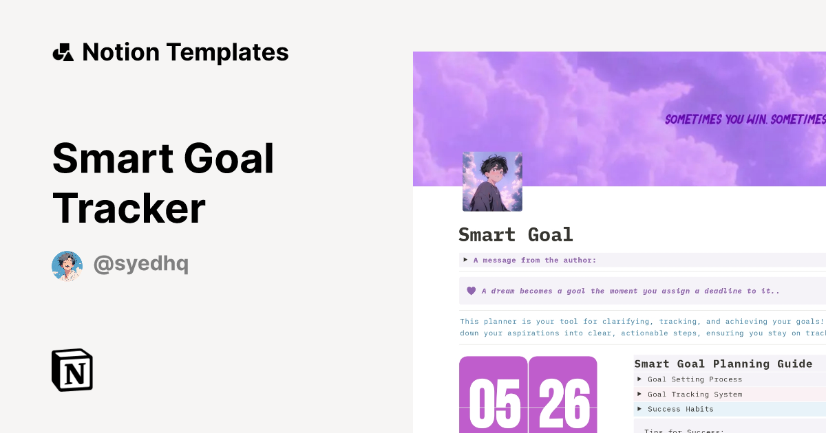 Smart Goal Tracker Template by SyedHQ | Notion Marketplace