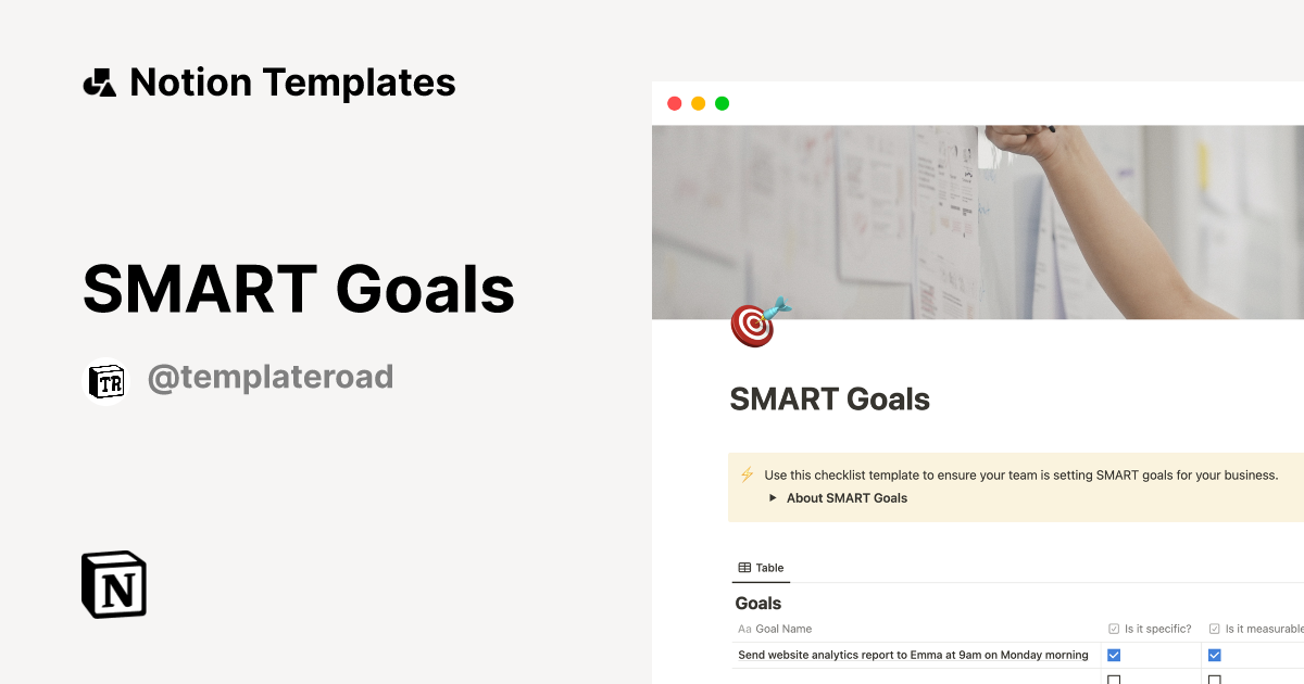 SMART Goals Template by Template Road | Notion Marketplace