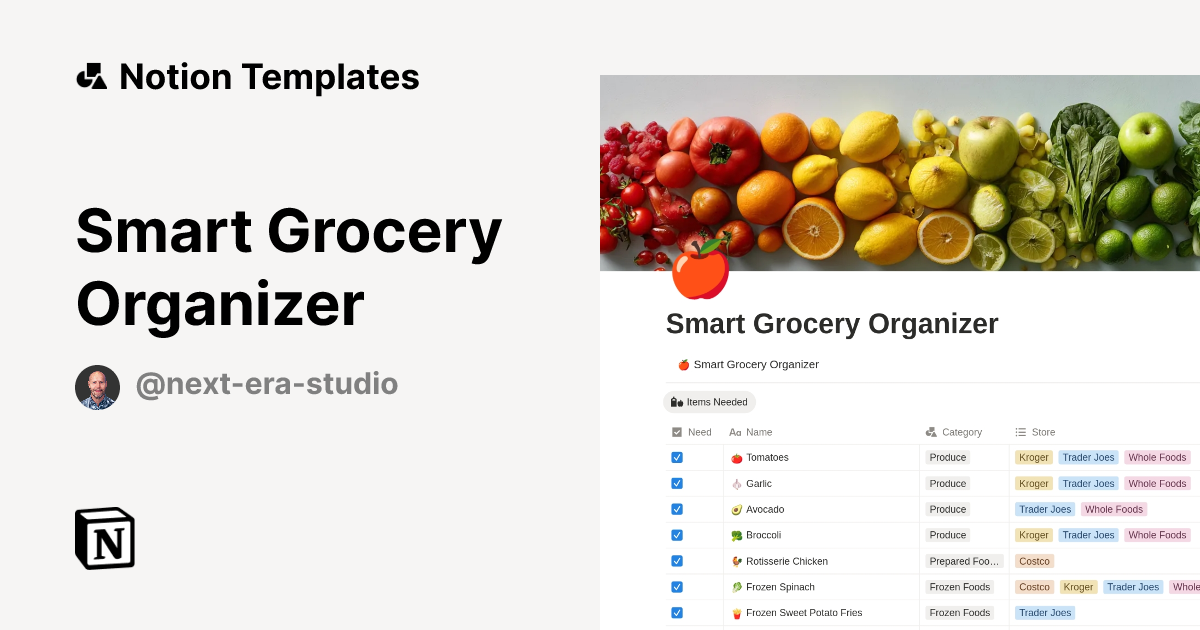 Smart Grocery Organizer Template | Notion Marketplace
