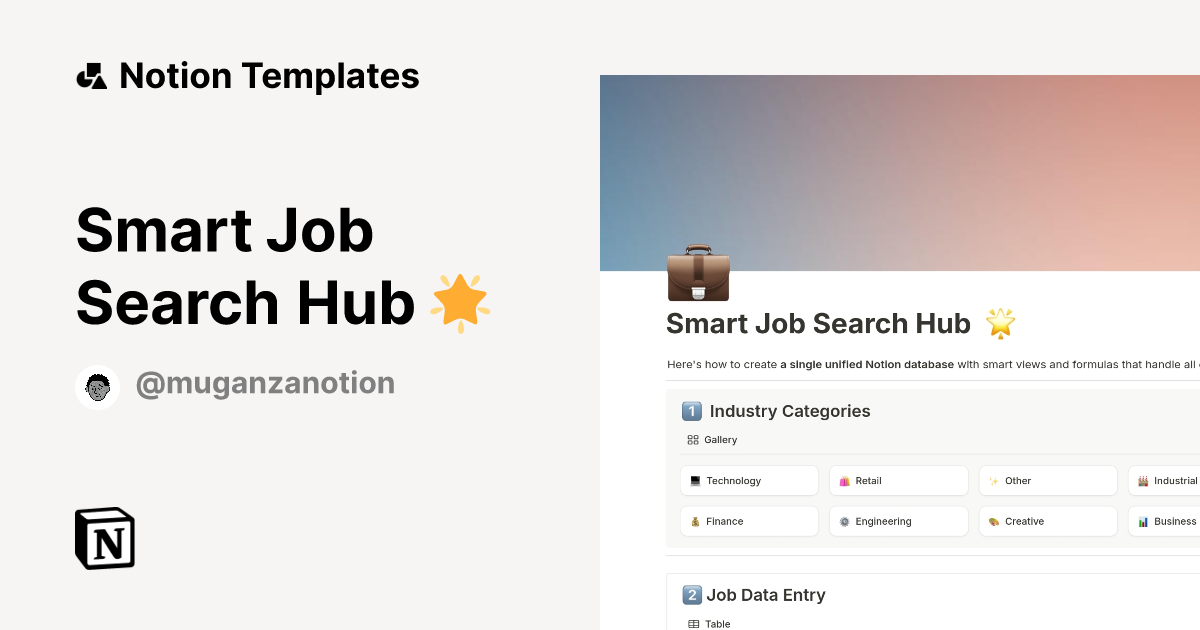 Smart Job Search Hub 🌟 Template by Muganza | Notion Marketplace