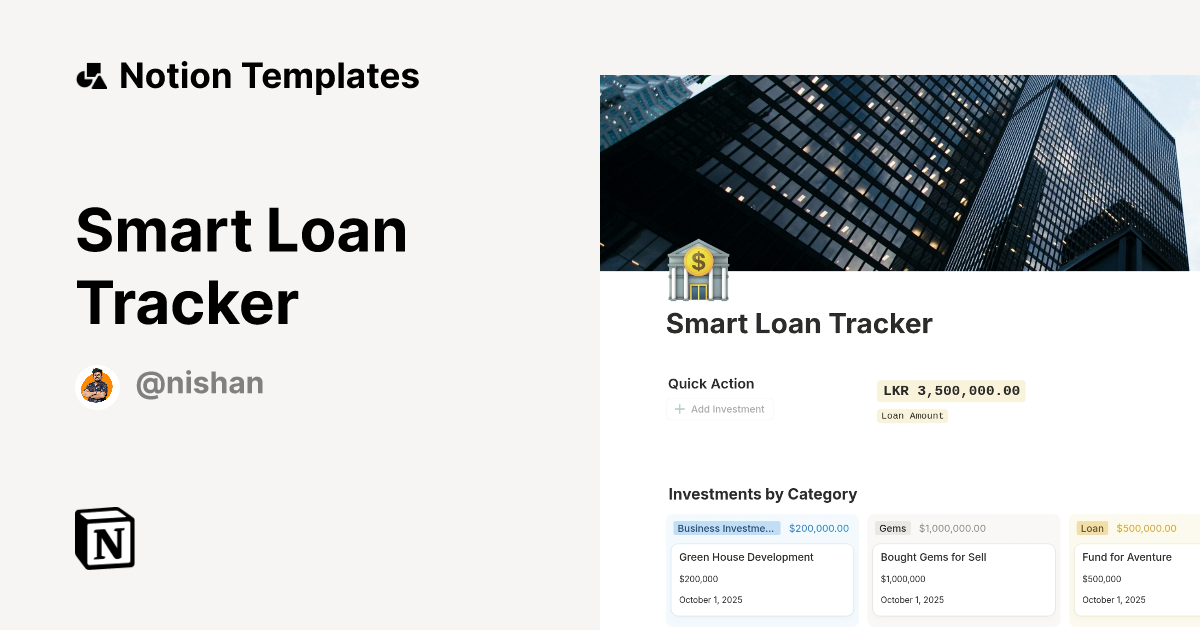 Smart Loan Tracker Template | Notion Marketplace