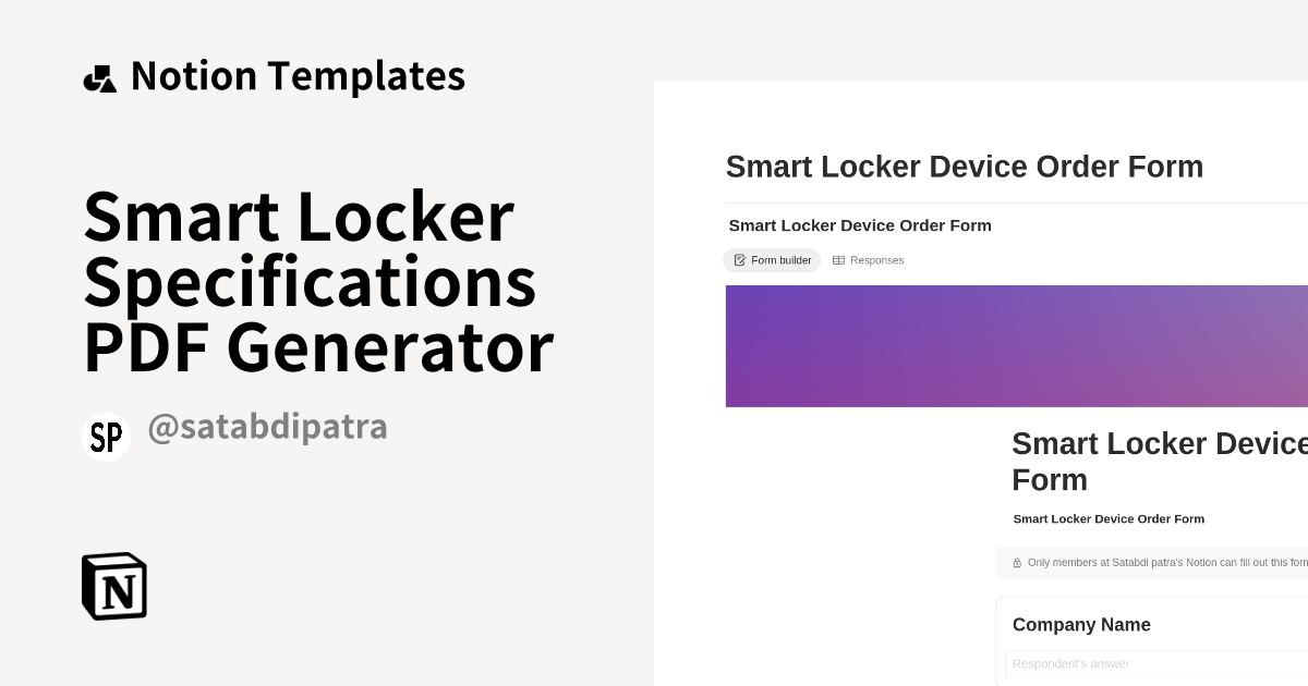 Smart Locker Specifications PDF Generator Template by Satabdi Patra ...