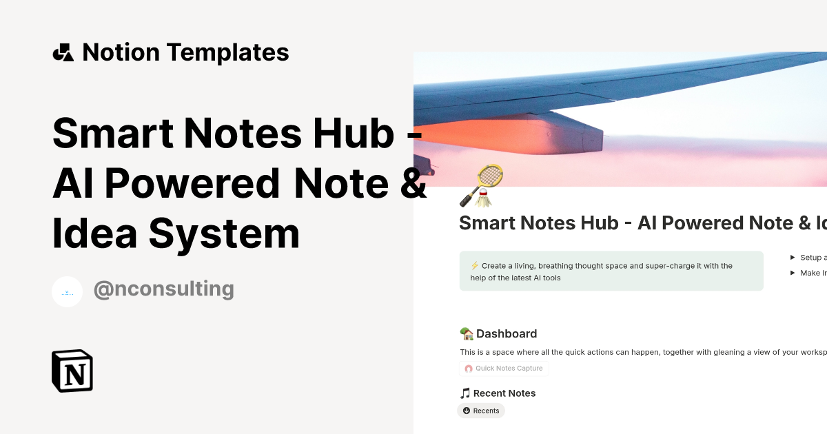 Smart Notes Hub - AI Powered Note & Idea System Template | Notion ...
