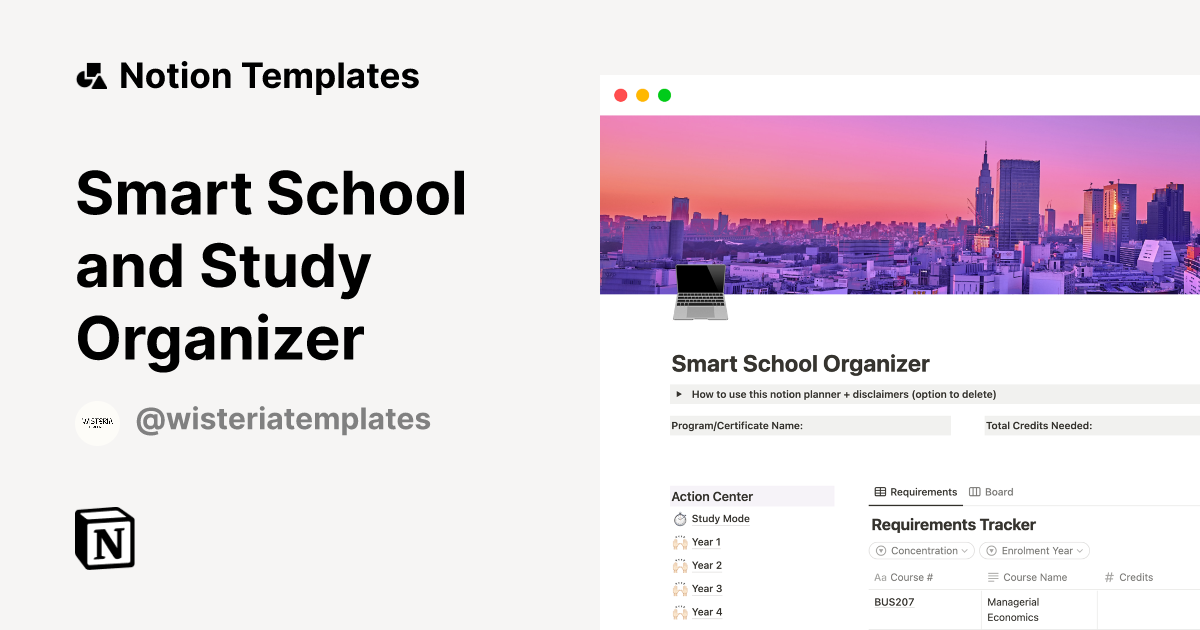 Smart School and Study Organizer Template by Grace | Notion Marketplace