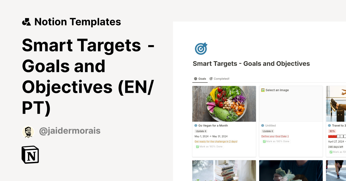 Smart Targets - Goals and Objectives (EN/PT) Template | Notion Marketplace