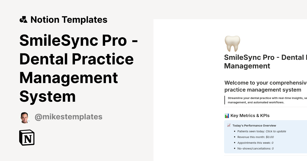SmileSync Pro - Dental Practice Management System Template by Mike's ...