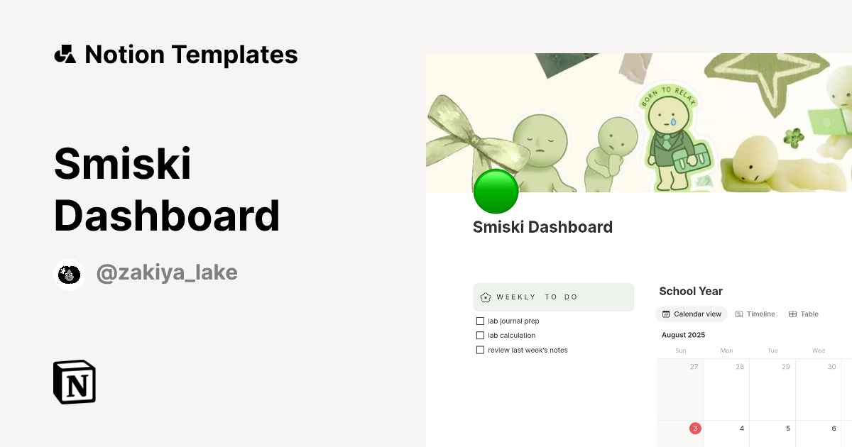 Smiski Dashboard Template | Notion Marketplace