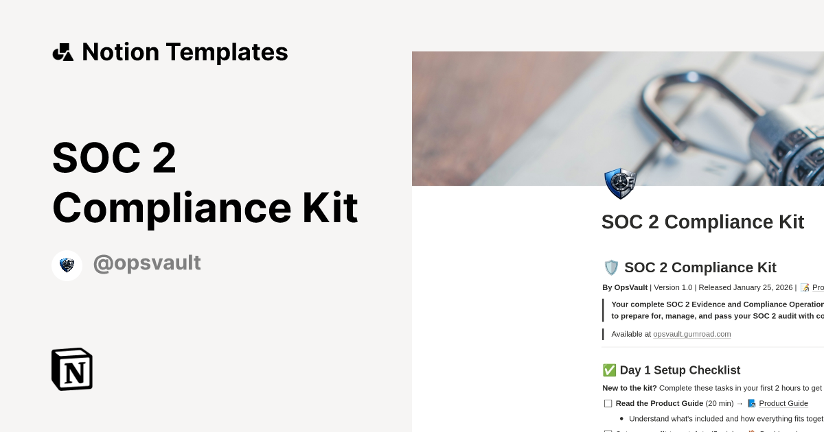 SOC 2 Compliance Kit Template by OpsVault | Notion Marketplace