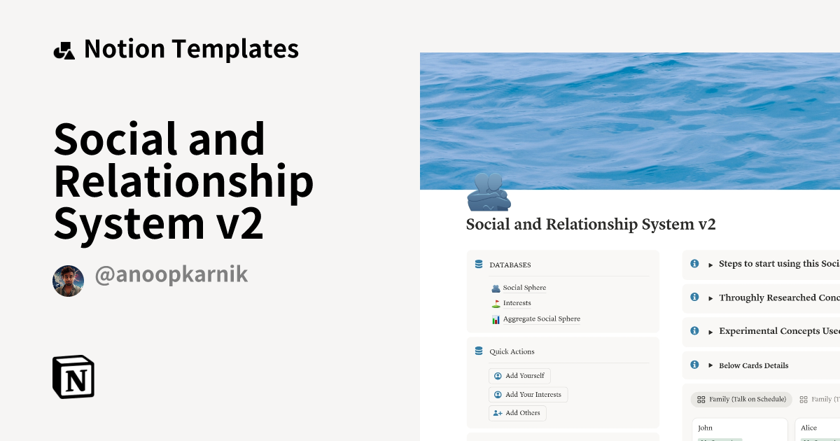 Social and Relationship System v2 Template by Anoop Karnik | Notion ...