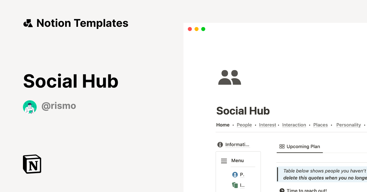 Social Hub Template | Notion Marketplace