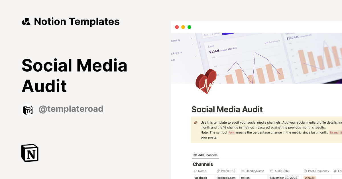 Social Media Audit Template by Template Road | Notion Marketplace