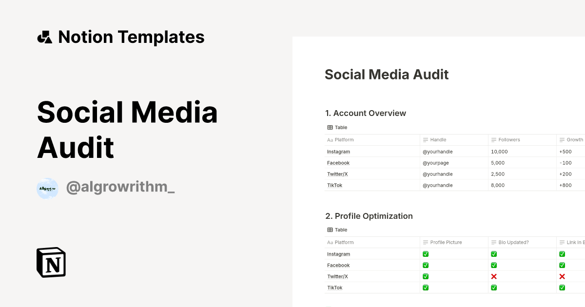 Social Media Audit Template | Notion Marketplace