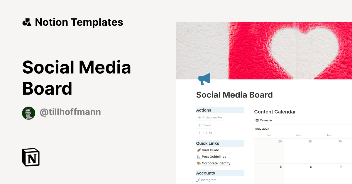 Social Media Board Template | Notion Marketplace
