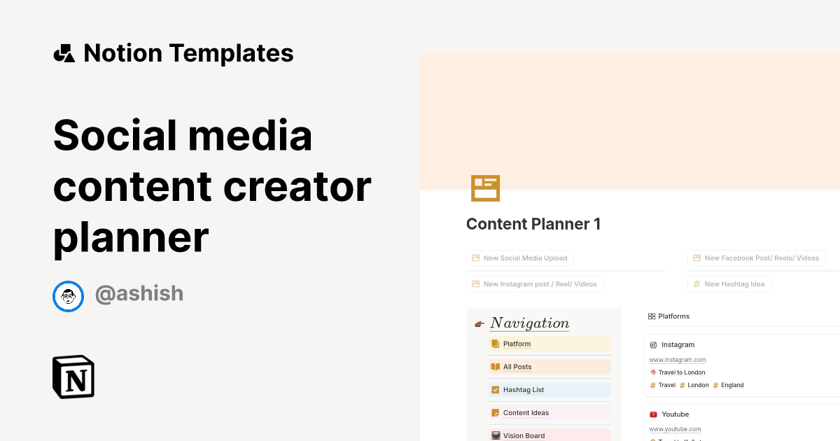 Social media content creator planner Template | Notion Marketplace