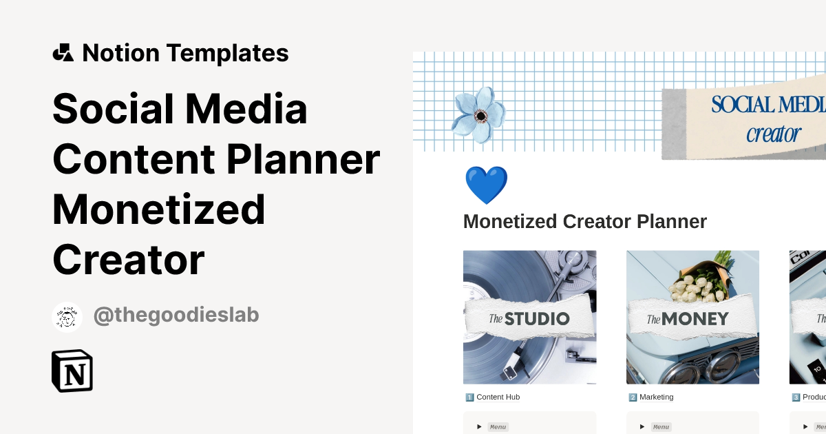 Social Media Content Planner Monetized Creator Template | Notion ...