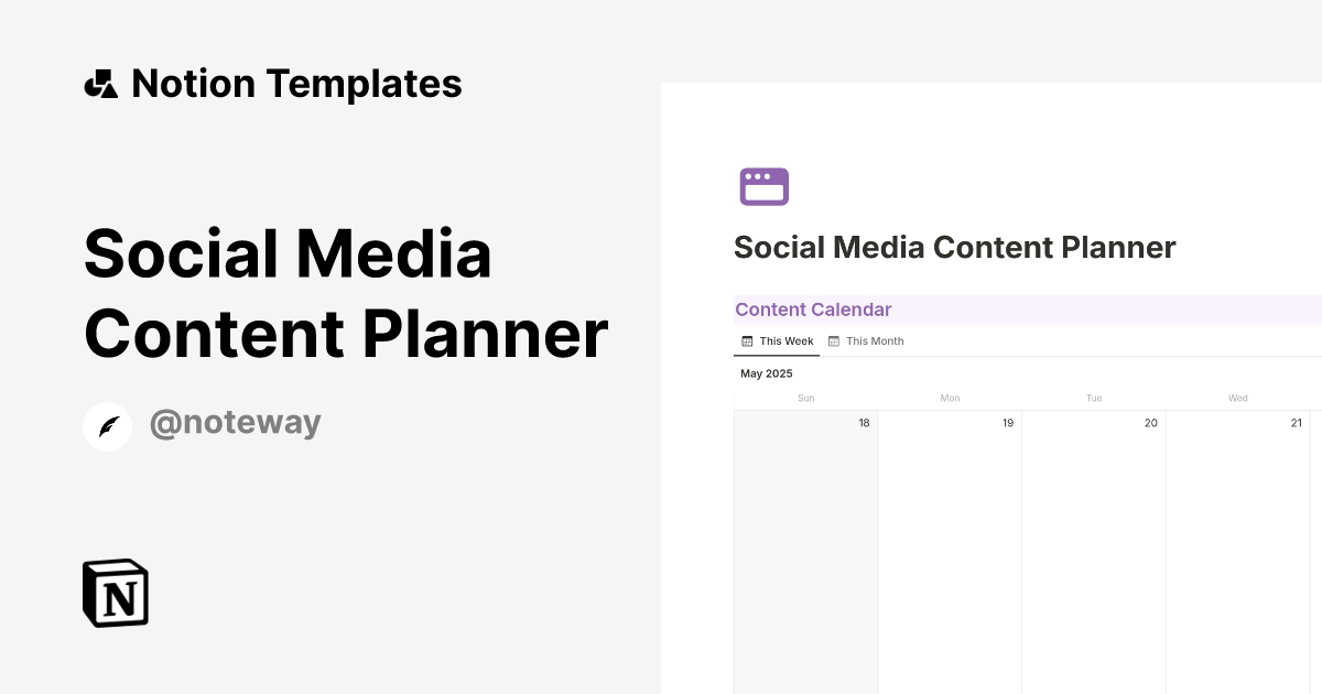 Social Media Content Planner Template by Noteway | Notion Marketplace