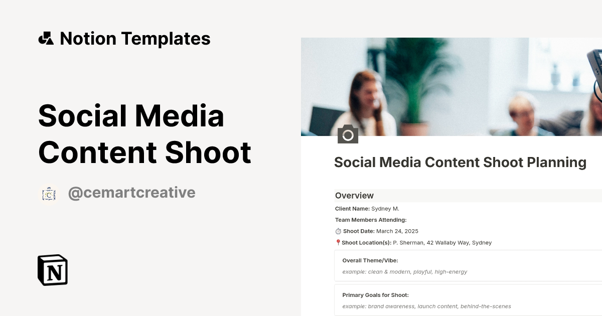 Social Media Content Shoot Template by Catherine | CemartCreative ...
