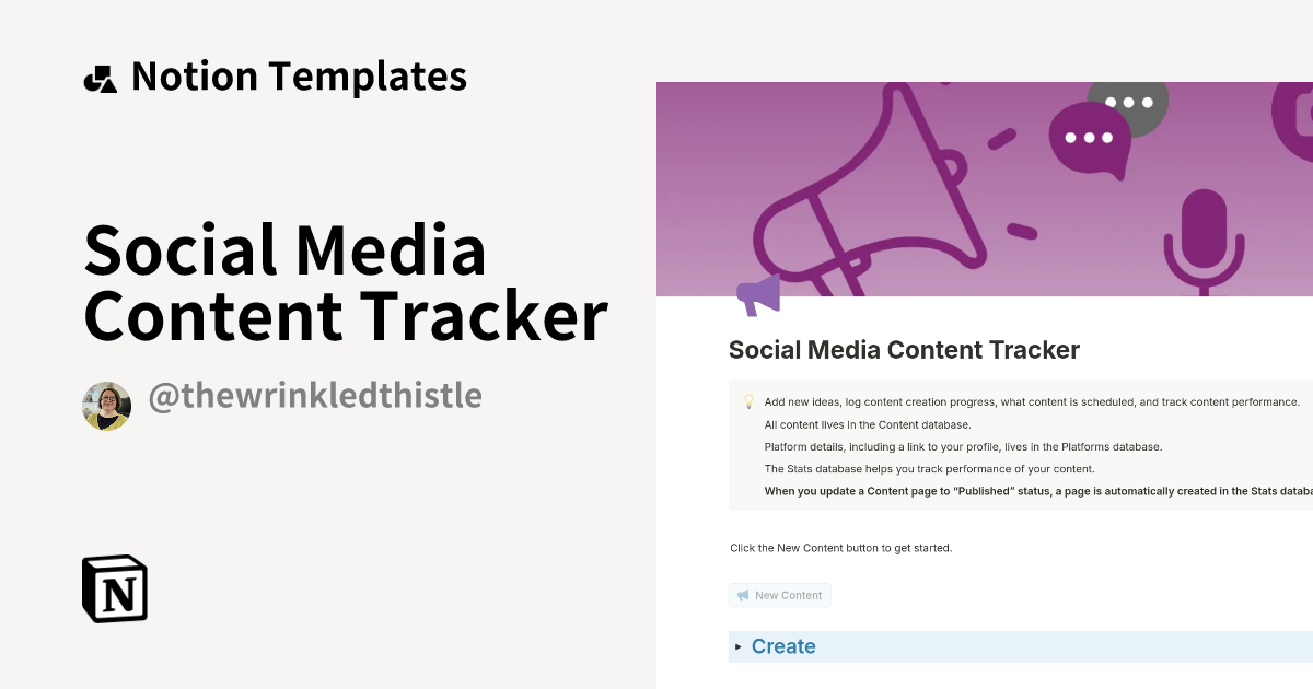 Social Media Content Tracker Template by The Wrinkled Thistle | Notion ...