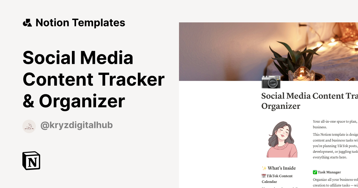 Social Media Content Tracker & Organizer Template | Notion Marketplace